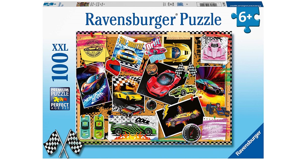 Ravensburger (12899) - "Race Cars" - 100 pieces puzzle